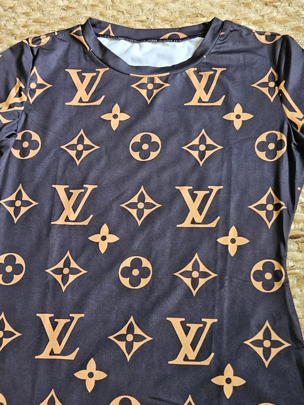 Louis Vuitton | Dresses | Bnip Brown Maxi Dress With Lv Inspired ...